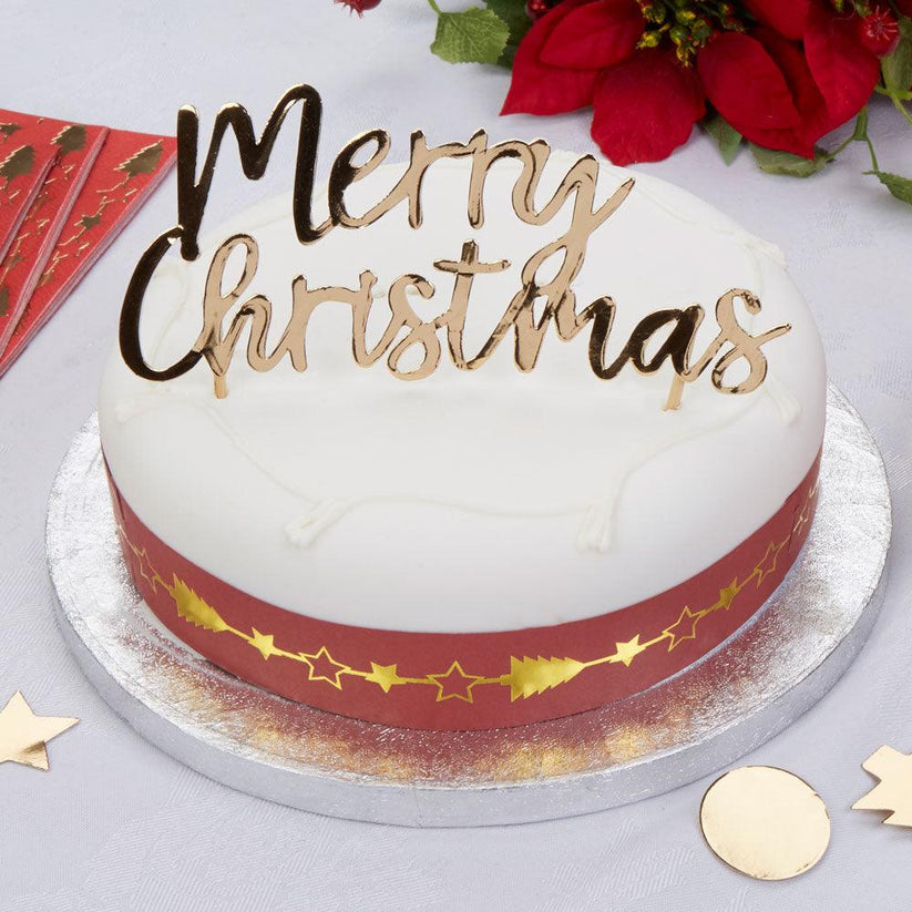 Dazzling Gold Foil Merry Christmas Cake Topper – A Gifted Solution